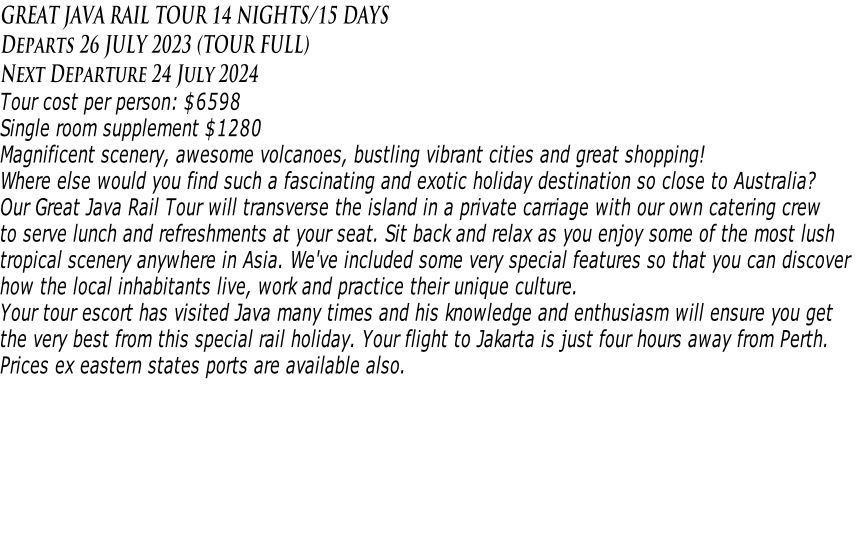 Great Java Rail Tour